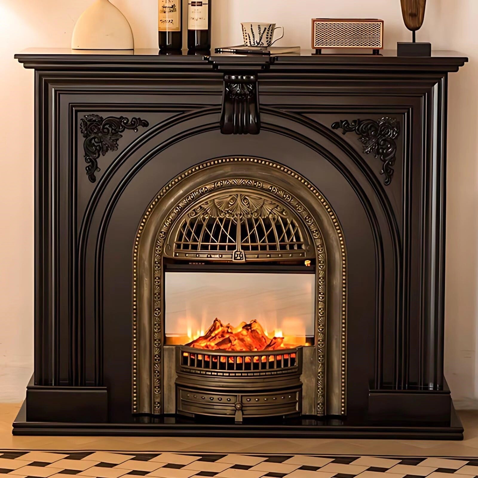 Aihm-Lon Electric Fireplace Heater Includes Retro Arch Door Design 43 ...
