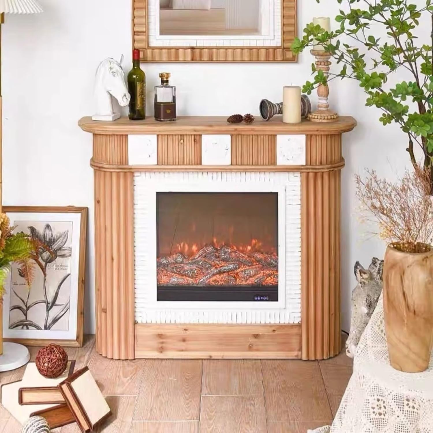 Aihm-Lon Brown Retro Electric Fireplace with Natural Texture 47” – Aihm ...