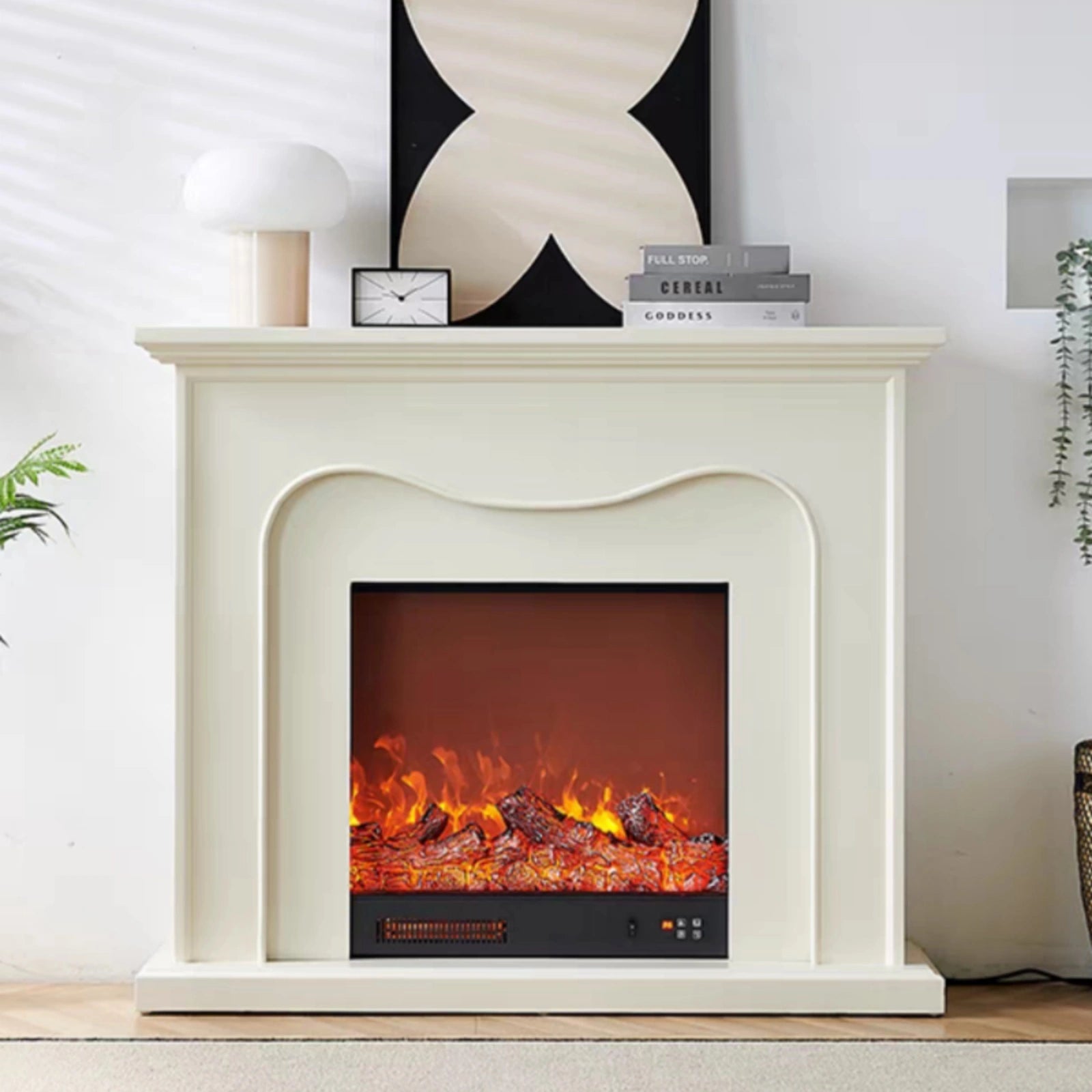 Aihm-Lon White Electric Fireplace Simple Curved Design Lines 47” – Aihm ...