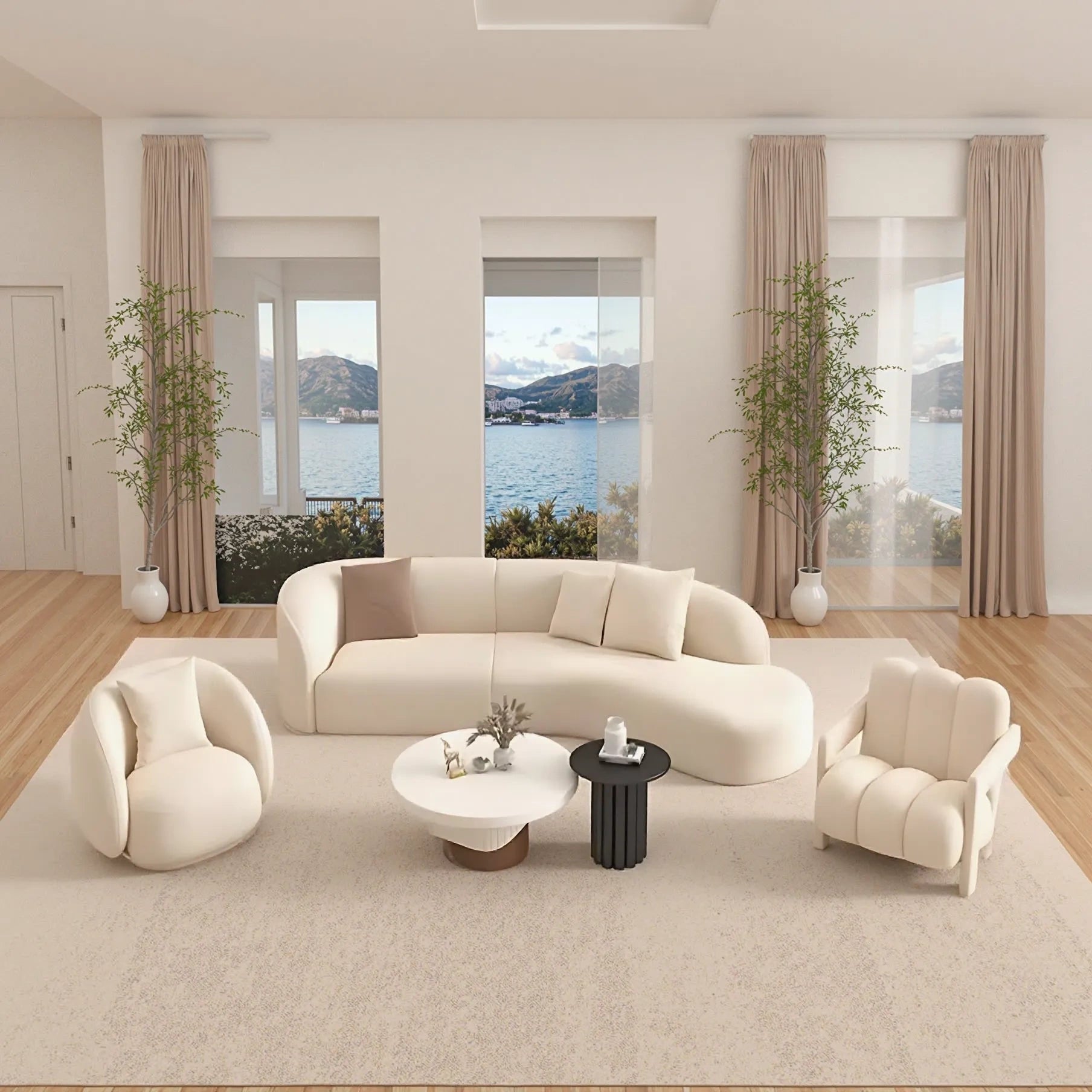 Aihm-Lon Luxury Modular Sofa Set with Stool and Coffee Table 83"-158 ...