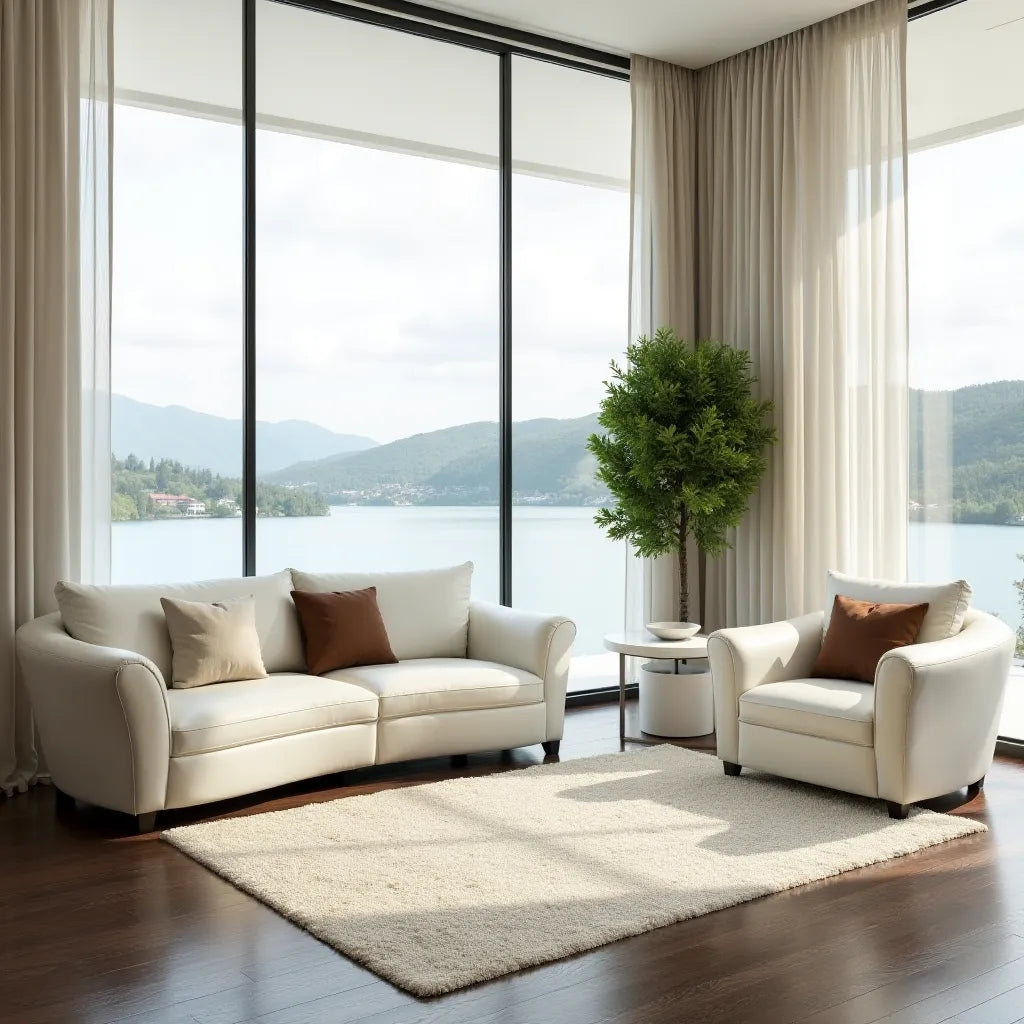 Aihm-Lon White Sofa Set with Table and Chair for Living Room 39-63 ...