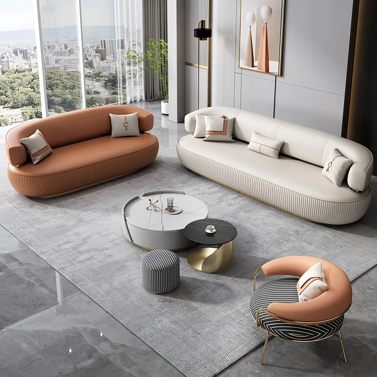 Aihm-Lon Commercial Use Sectional Sofa Set with with Coffee Table and ...