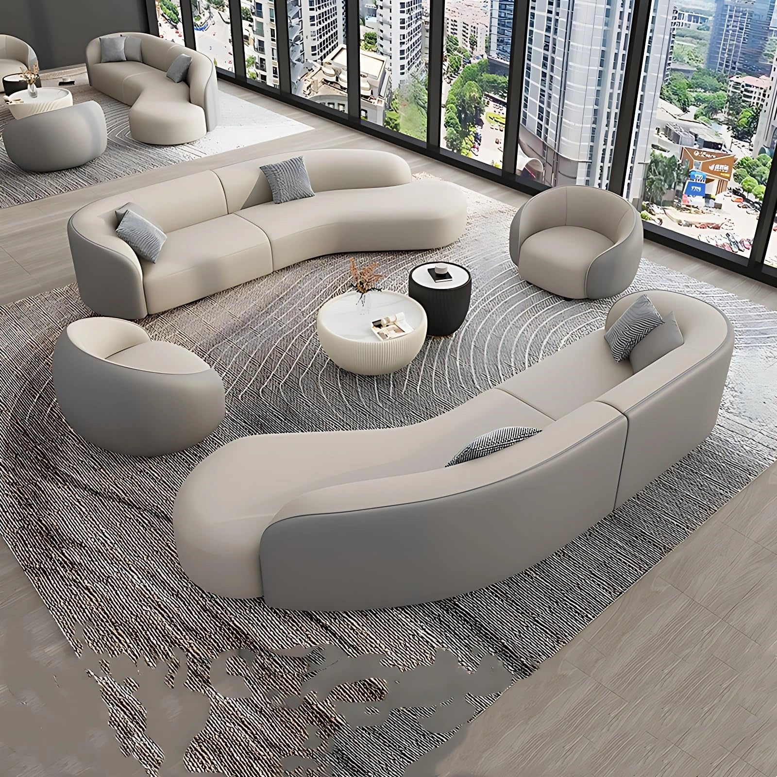 Aihm-Lon Commercial Grade Sofa Set Big Comfy Couch with Table and Chai ...