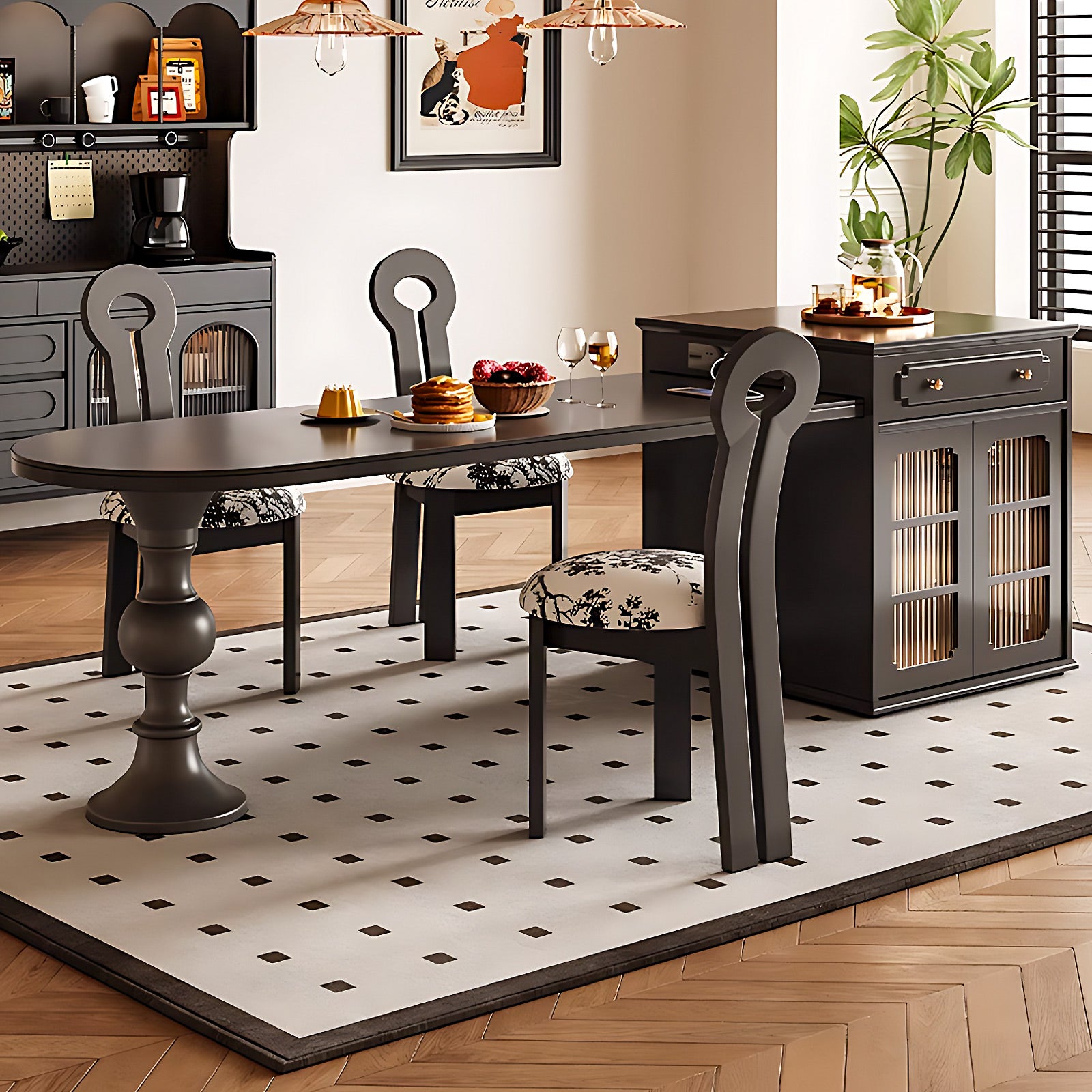 Aihm-Lon Sturdy Extendable Kitchen Island Dining Table 88.58"-96.45 ...